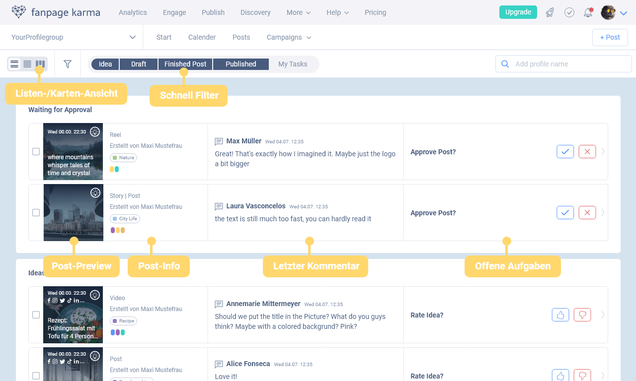 Efficient Social Media Content Planning for your Team - Fanpage Karma ...